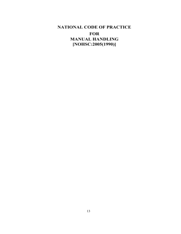 National Code Of Practice For Manual Handling National Code Of Practice For Manual Handling