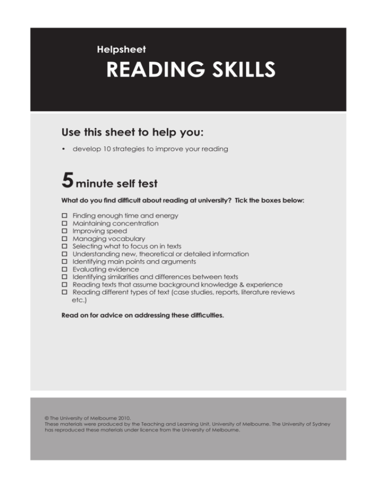 READING SKILLS