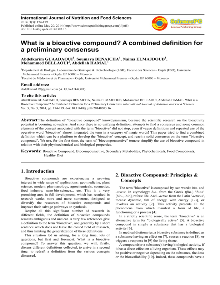 What is a bioactive compound? A combined - Beauty