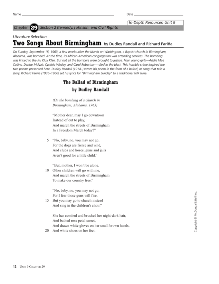 The Ballad of Birmingham by Dudley Randall