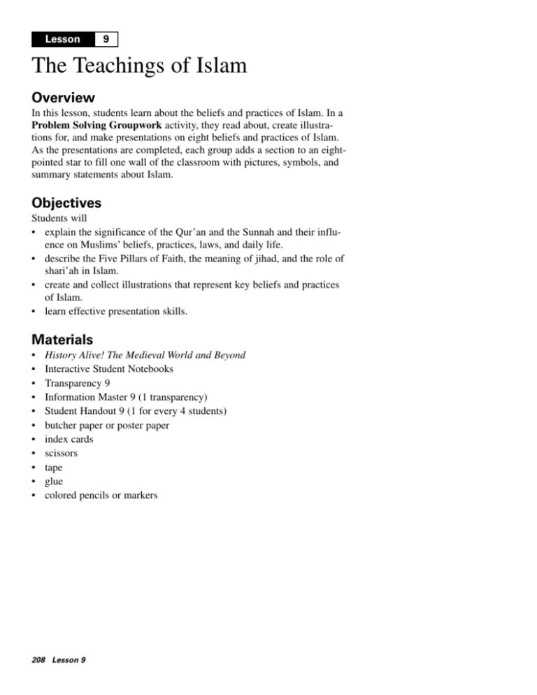 Lesson 9 The Teachings of Islam