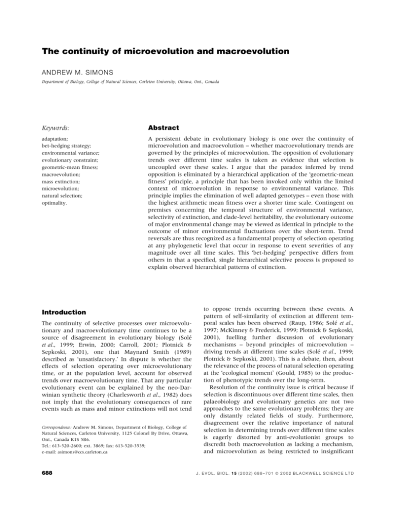 The Continuity Of Microevolution And Macroevolution