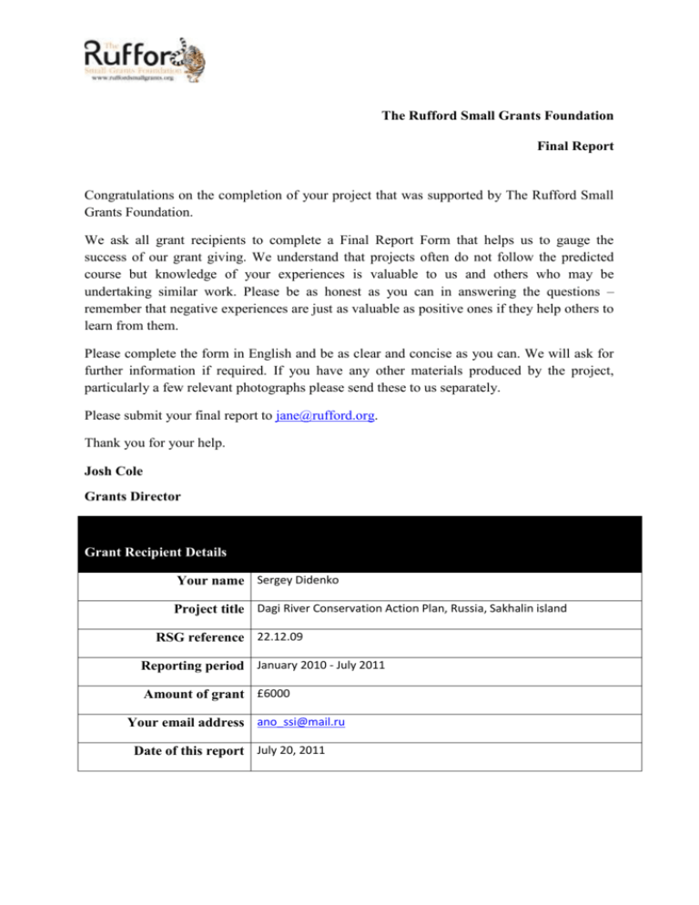 Final Report - The Rufford Foundation