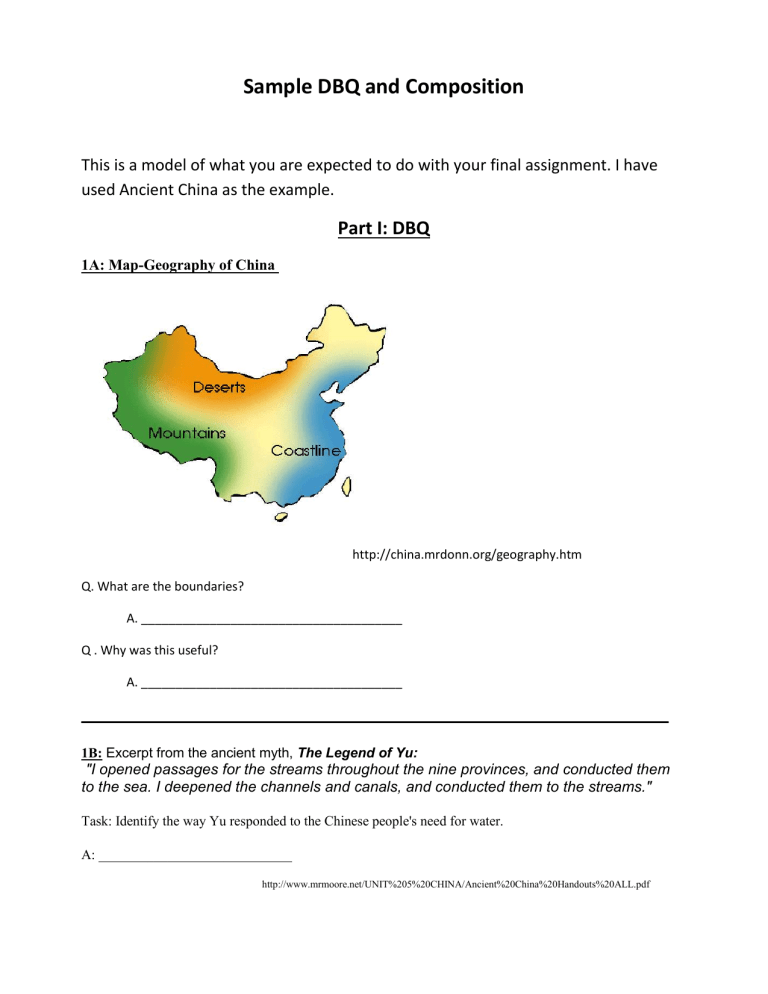 Sample DBQ and Composition This is a model of what you are