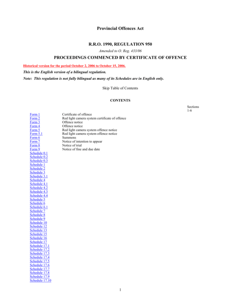 Provincial Offences Act