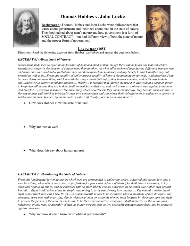 hobbes v locke - NHSPoliticalScience