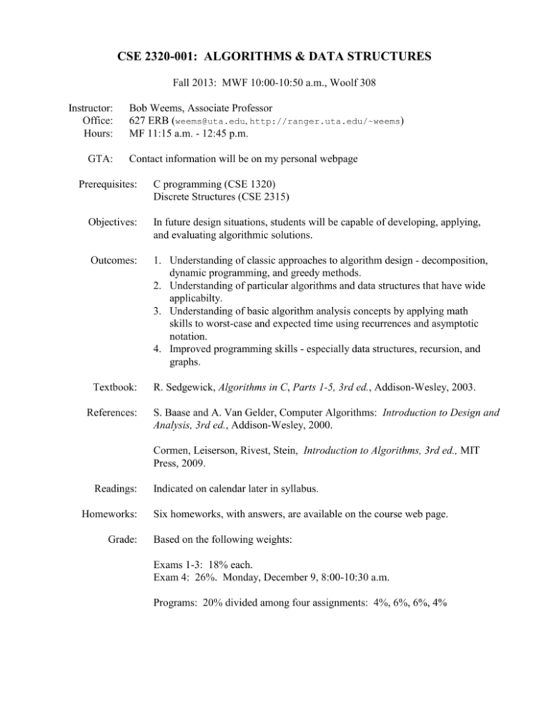 Cse 2320 Algorithms And Data Structures 