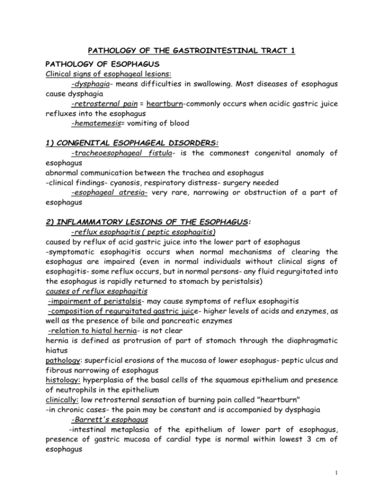 pathology of esophagus