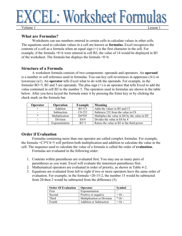 Structure of a Formula