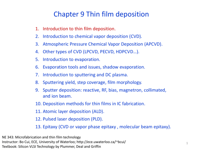Chapter 9 Thin film deposition
