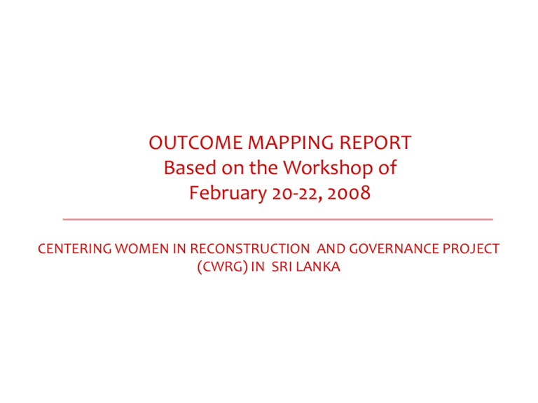 Centering Women In Reconstruction And Governance Project