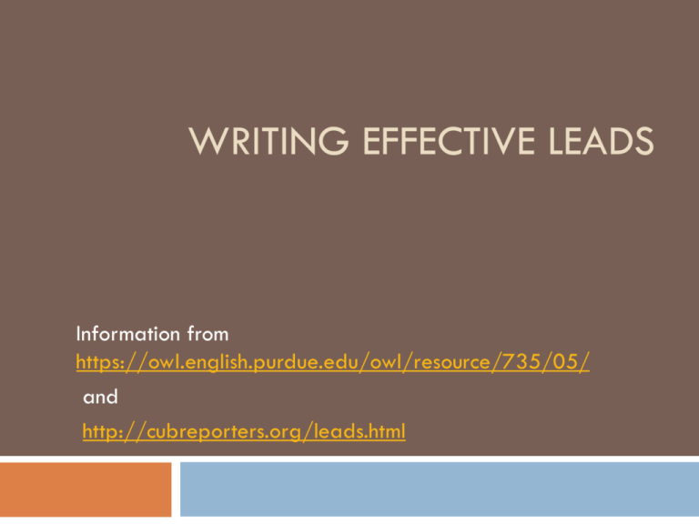 Writing Effective Leads
