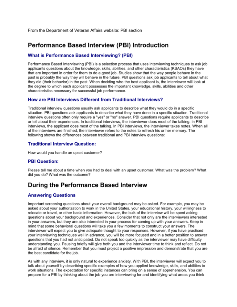Performance-Based Interview handout