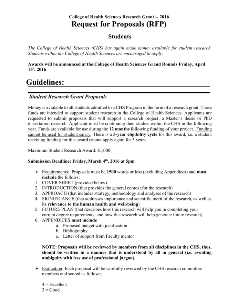 Student Research Grant Proposal