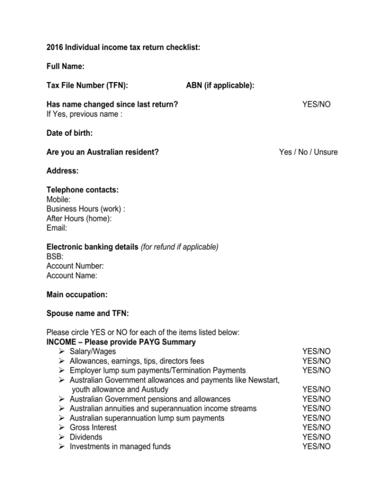 2016 Individual Income Tax Return Checklist 2016-individual-income-tax-return-checklist