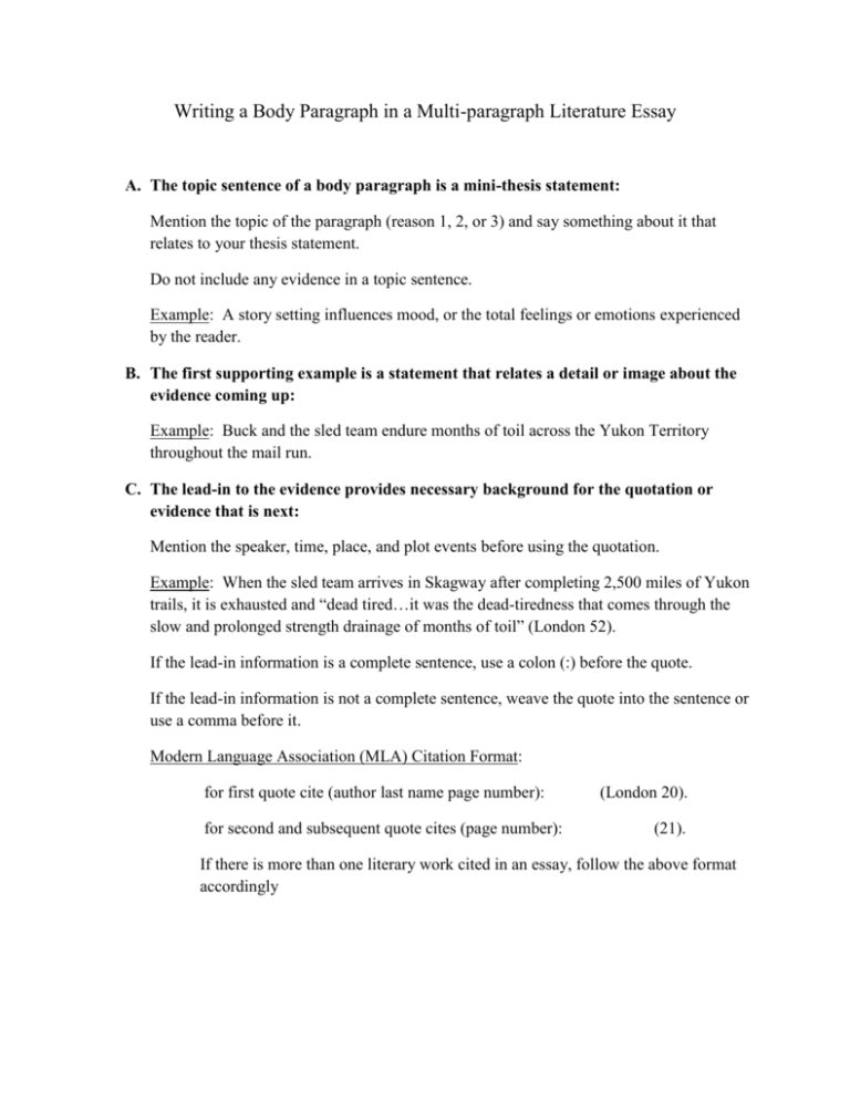 Body Paragraph Writing Tips