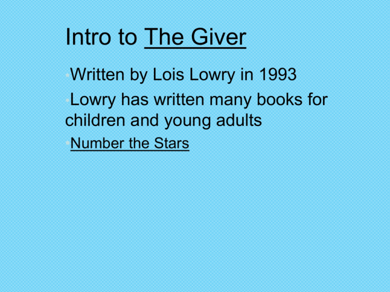 The Giver PowerPoint - Thomas County Schools