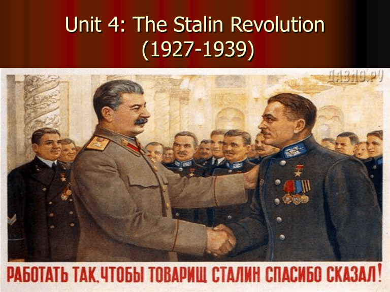 Unit 4: The Stalin Revolution (1927