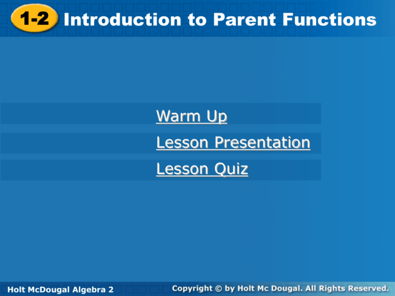 1 2 Parent Functions 1 2 Parent Functions