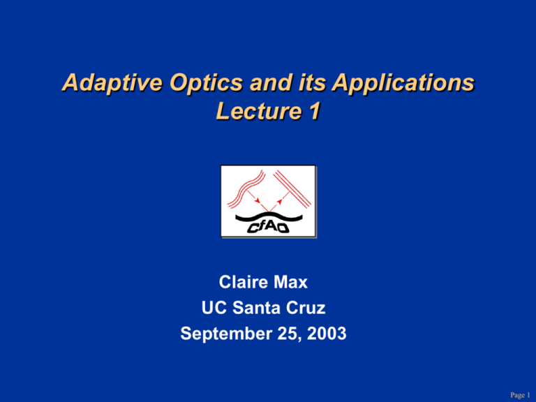 Adaptive Optics for Astronomical Telescopes