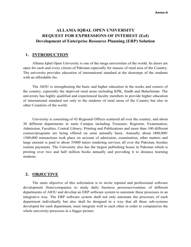 REQUEST FOR EXPRESSIONS OF INTEREST (EoI)