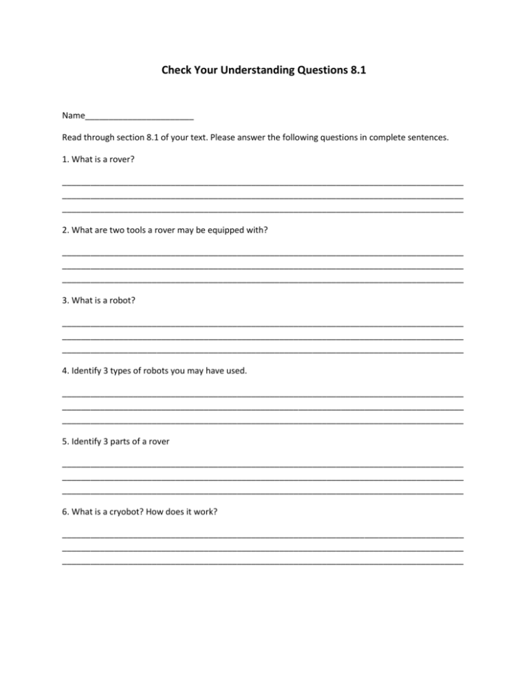 Chapter 8 Question and Answer Booklet