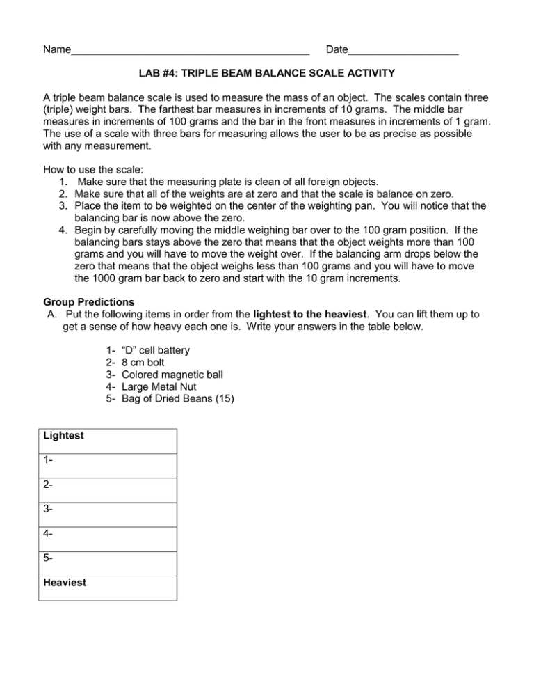 Triple Beam Balance - White Plains Public Schools