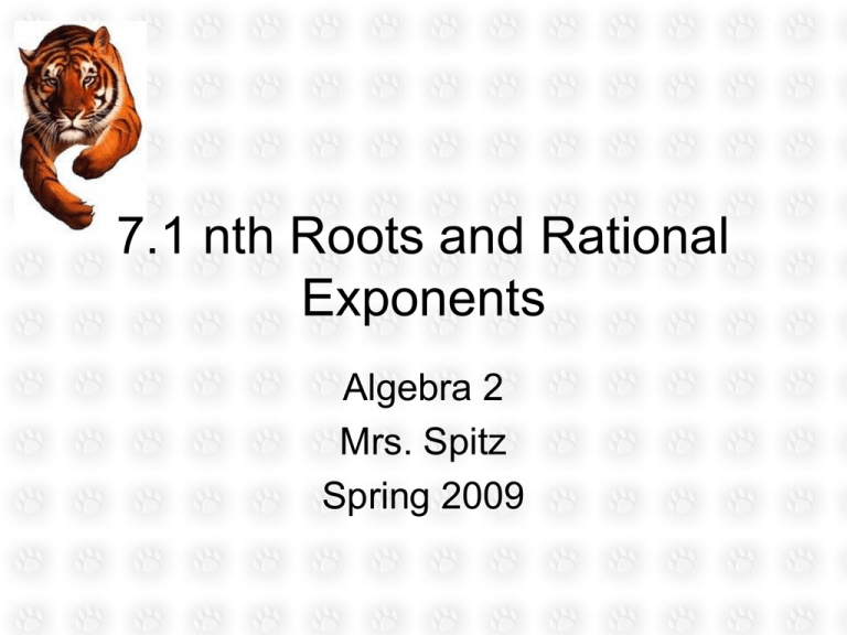 Nth Roots and Rational Exponents - Algebra 2