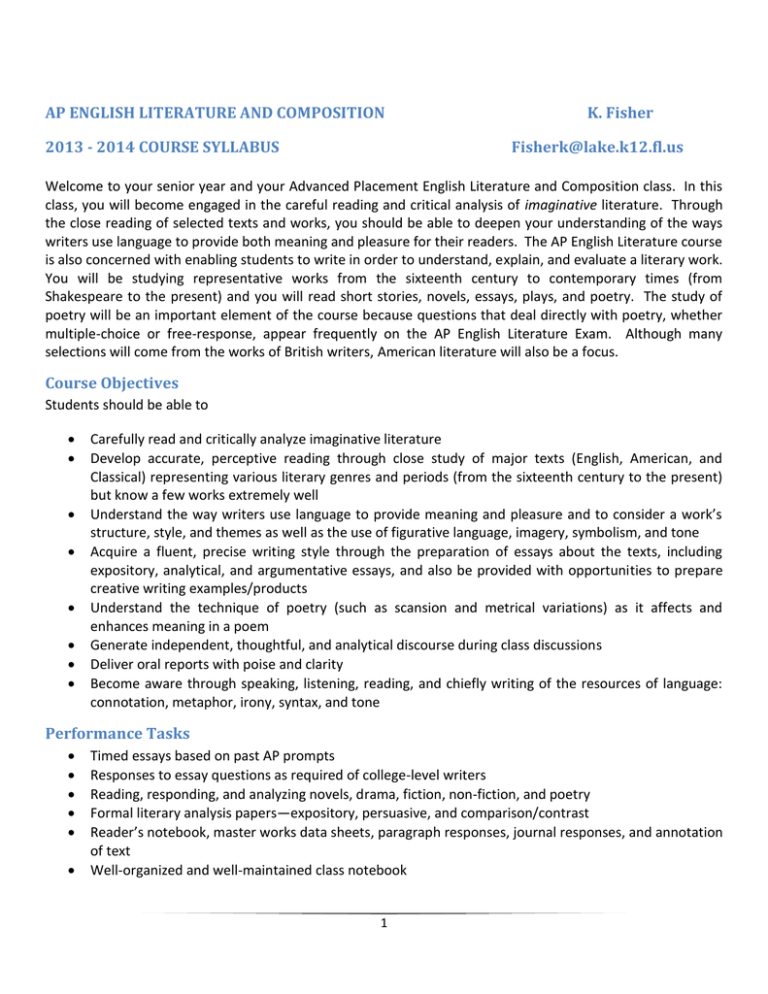 AP English Literature Course Syllabus