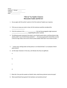 Eleven by Sandra Cisneros Worksheet | Story Analysis