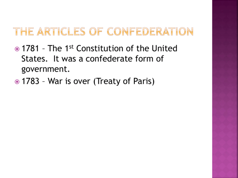 The Articles Of Confederation