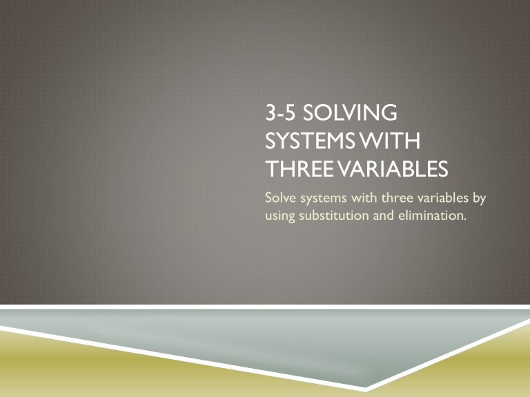 Solving Systems of Three Variables: Substitution & Elimination