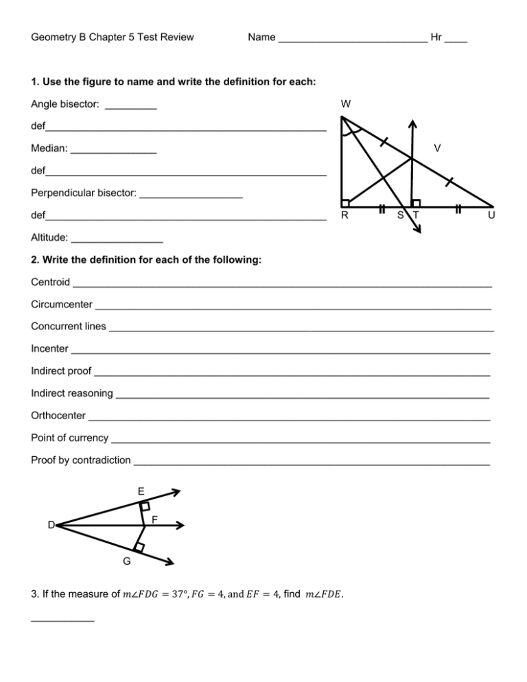 Geometry B Chapter 5 Test Review