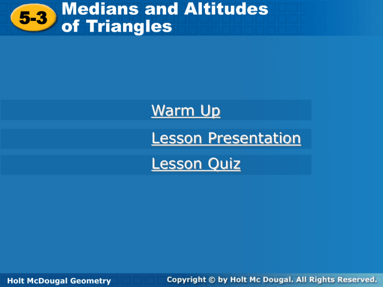 Medians and Altitudes of Triangles Geometry Presentation