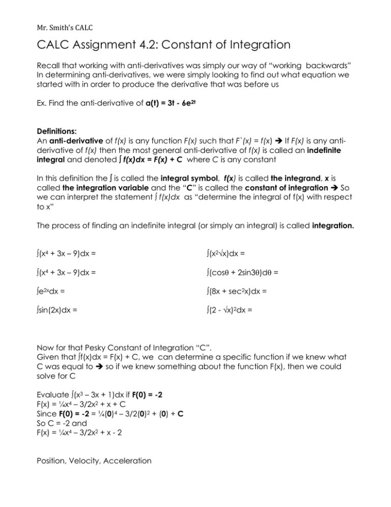 Constant of Integration