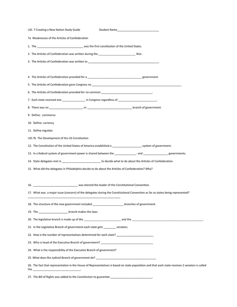 US Constitution & Early Presidents Study Guide