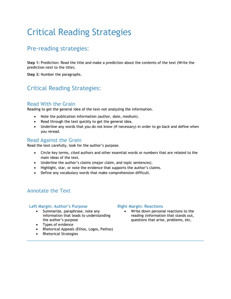 Critical Reading Strategies: A Guide to Effective Analysis