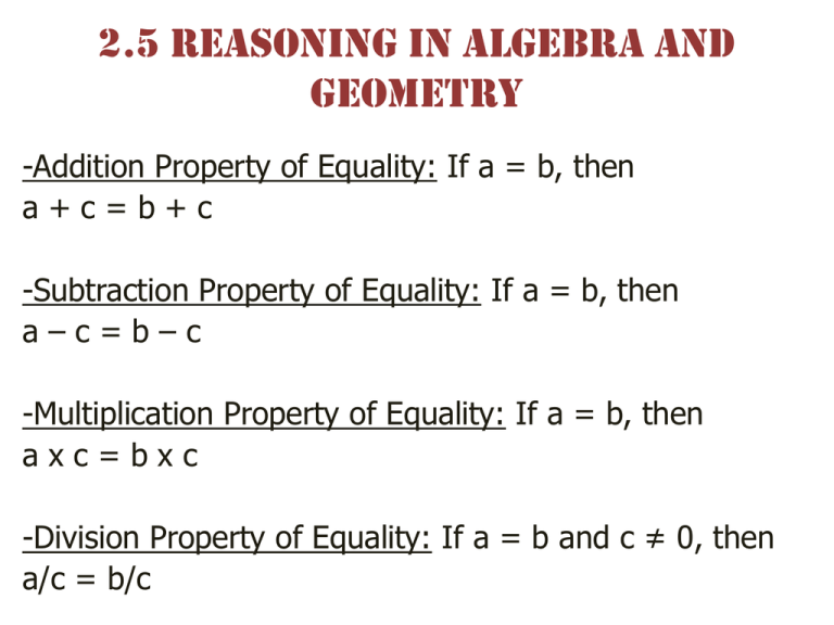Algebra & Geometry Reasoning: Properties & Theorems