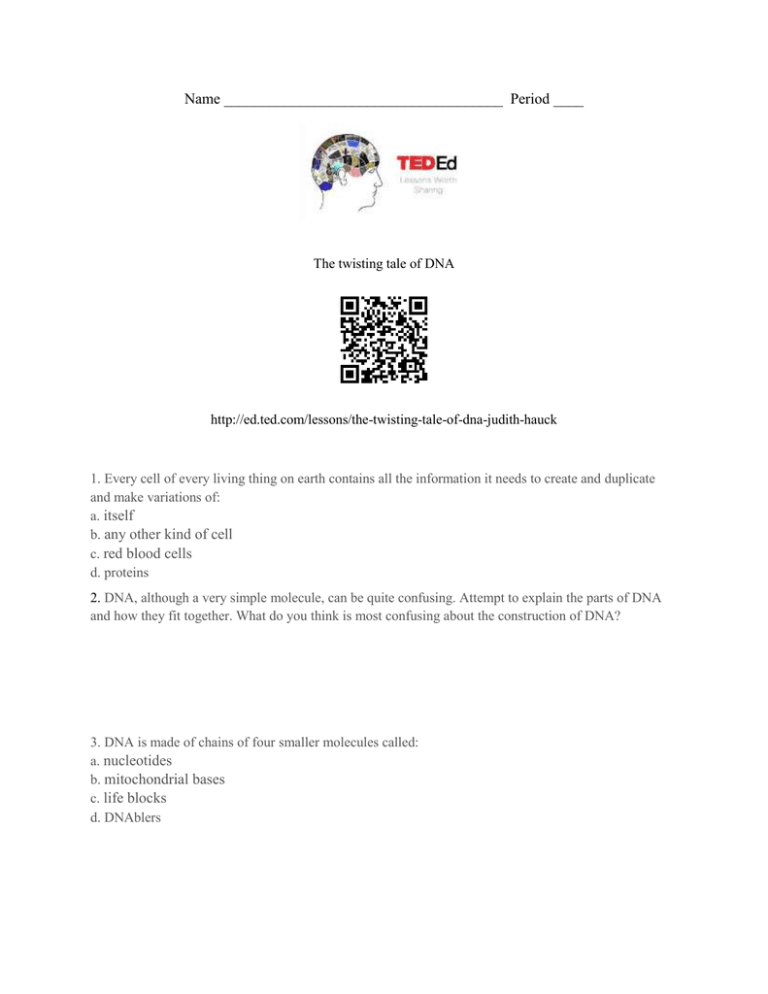 DNA Worksheet: Structure, Function, and Discovery