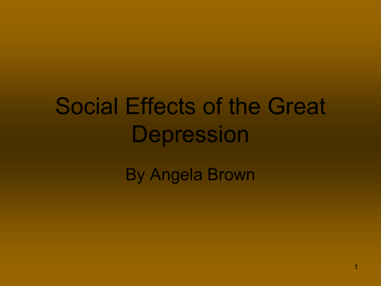 Social Effects of the Great Depression