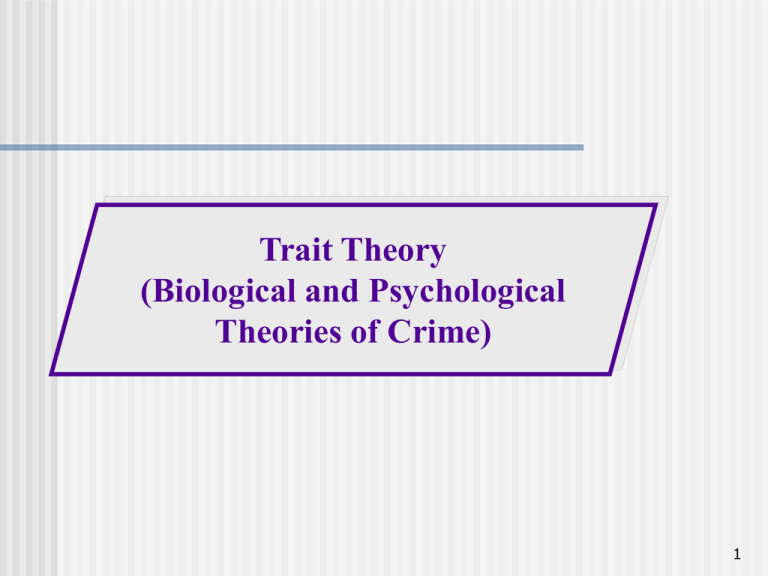 Trait Theory: Biological & Psychological Theories of Crime