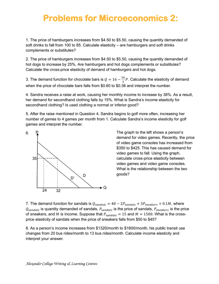 Problems for Microeconomics 2