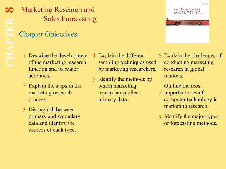 Marketing Research and Sales Forecasting