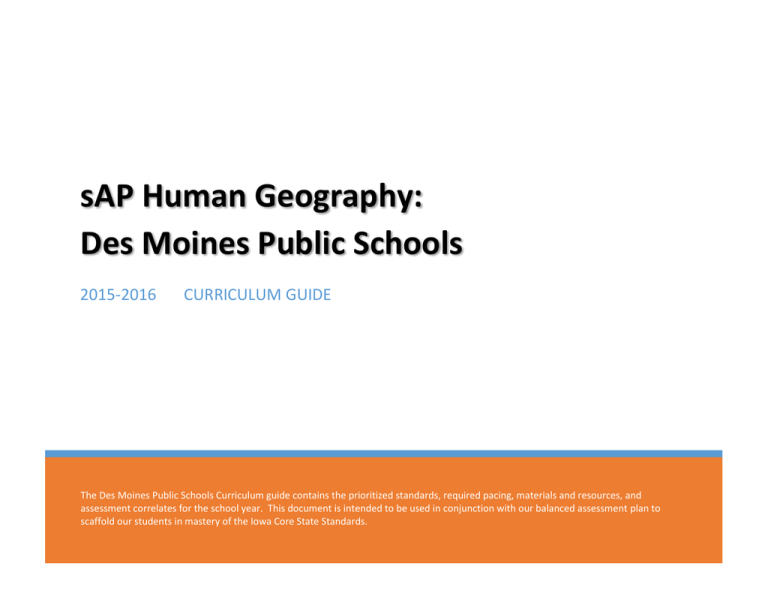 AP Human Geography DMPS Social Studies AP Human Geography DMPS Social Studies