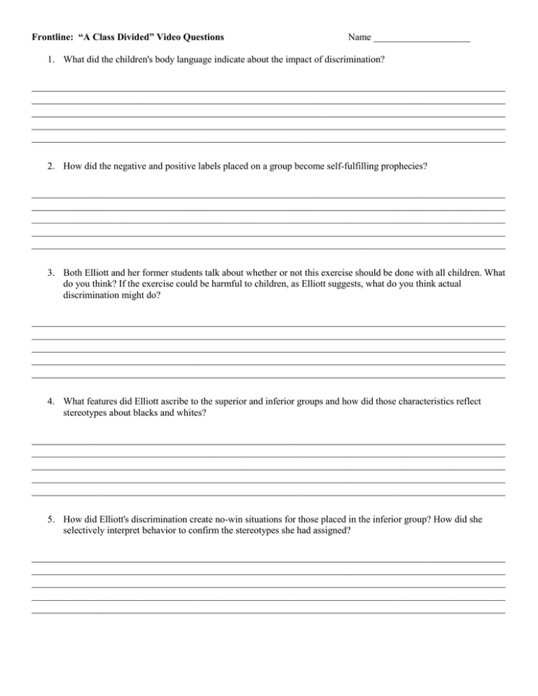 Frontline: *A Class Divided* Video Questions
