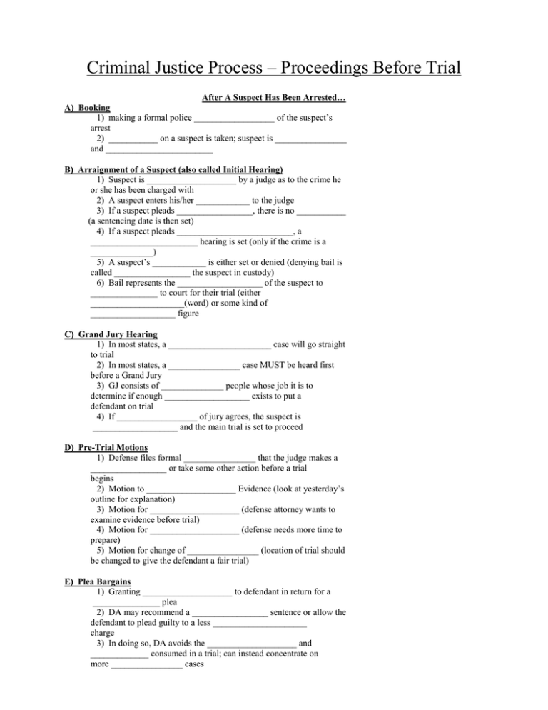 Guided notes - Criminal Justice Proceedings