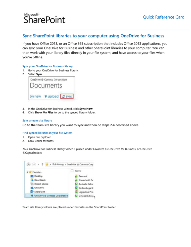Quick Reference Card - Microsoft Center