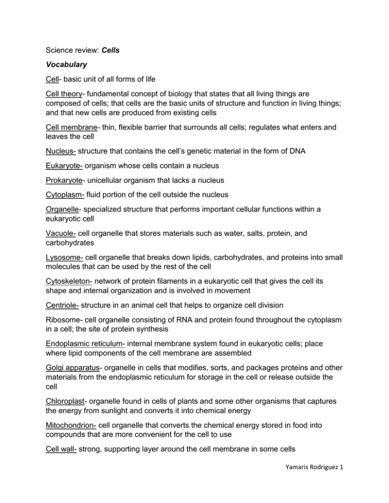 Science review the cell