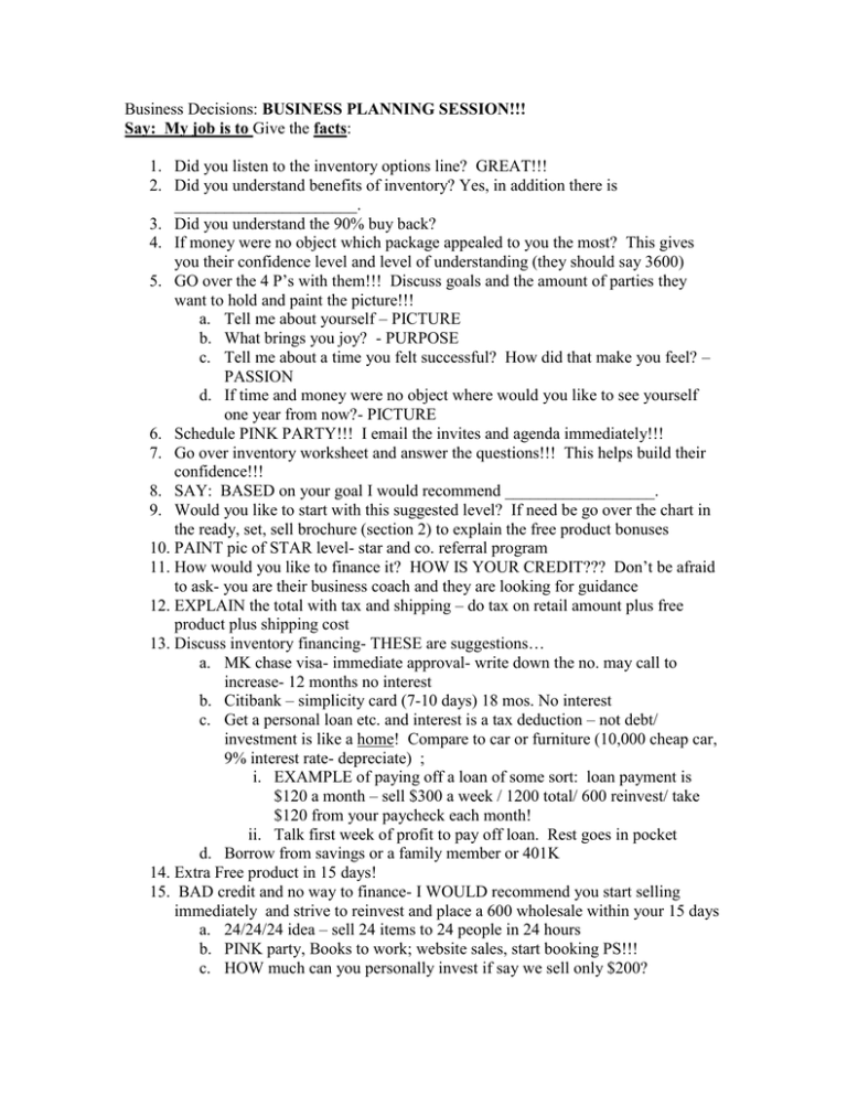 Inventory Followup Questions