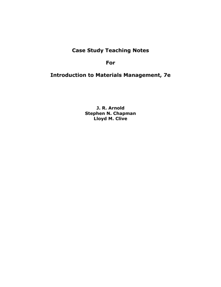 Materials Management Case Study Teaching Notes